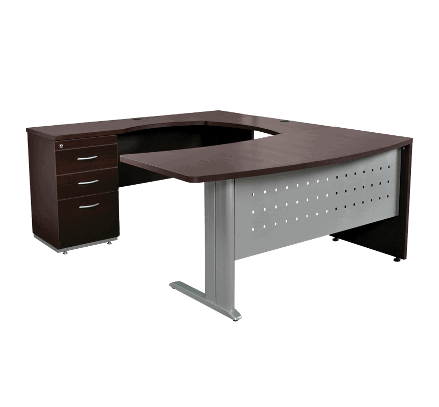 Escritorio ejecutivo Montecarlo izquierdo color chocolate - TuOficina.mx