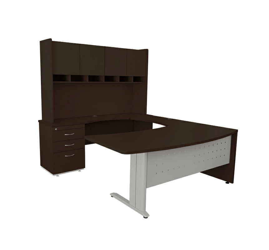 Escritorio ejecutivo Montecarlo izquierdo color chocolate - TuOficina.mx