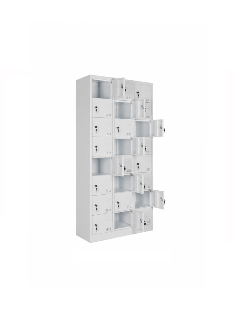Locker metálico 24 puertas color blanco - TuOficina.mx