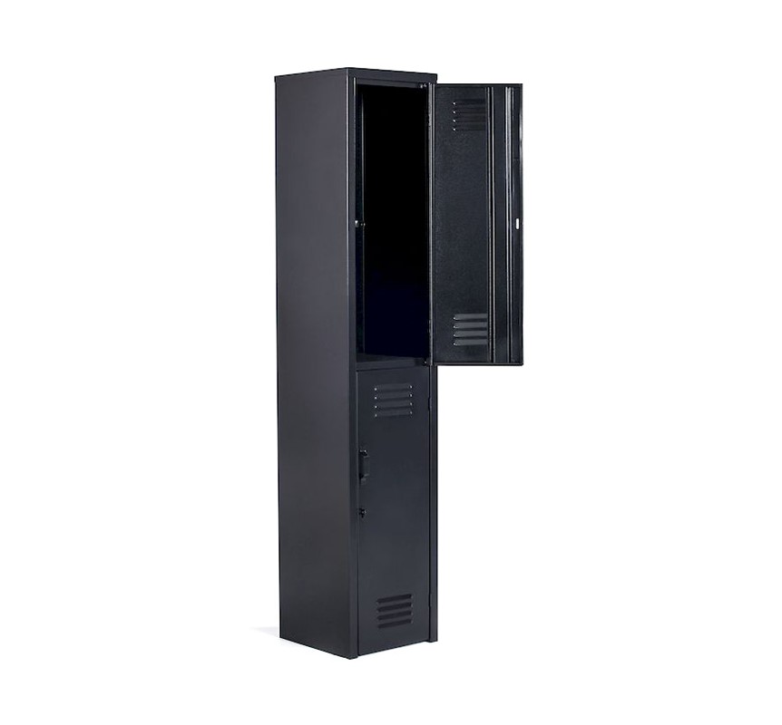 Locker metálico 2 puertas 1.80 x 38 x 37 color negro - TuOficina.mx