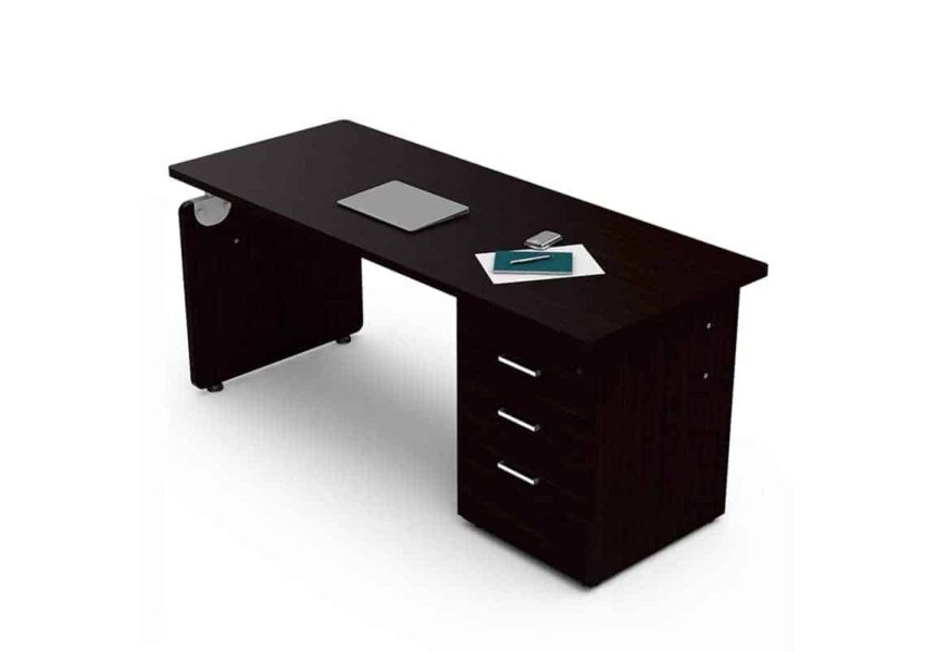 Escritorio 716 con cajonera color chocolate - TuOficina.mx