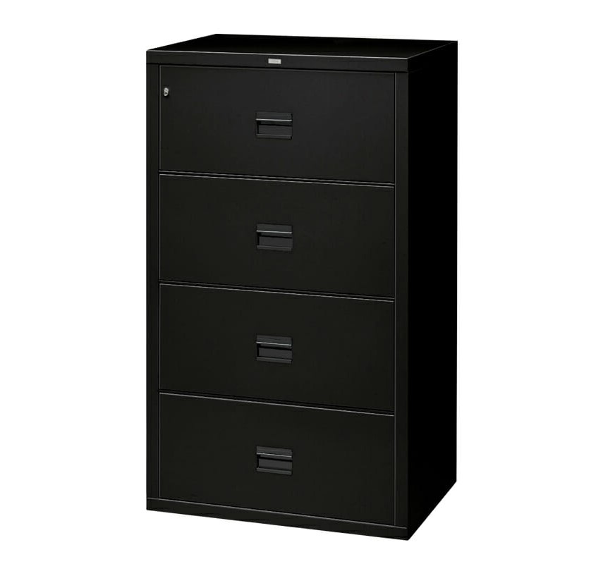 Archivero metálico contra incendio horizontal 4 gavetas color negro ...